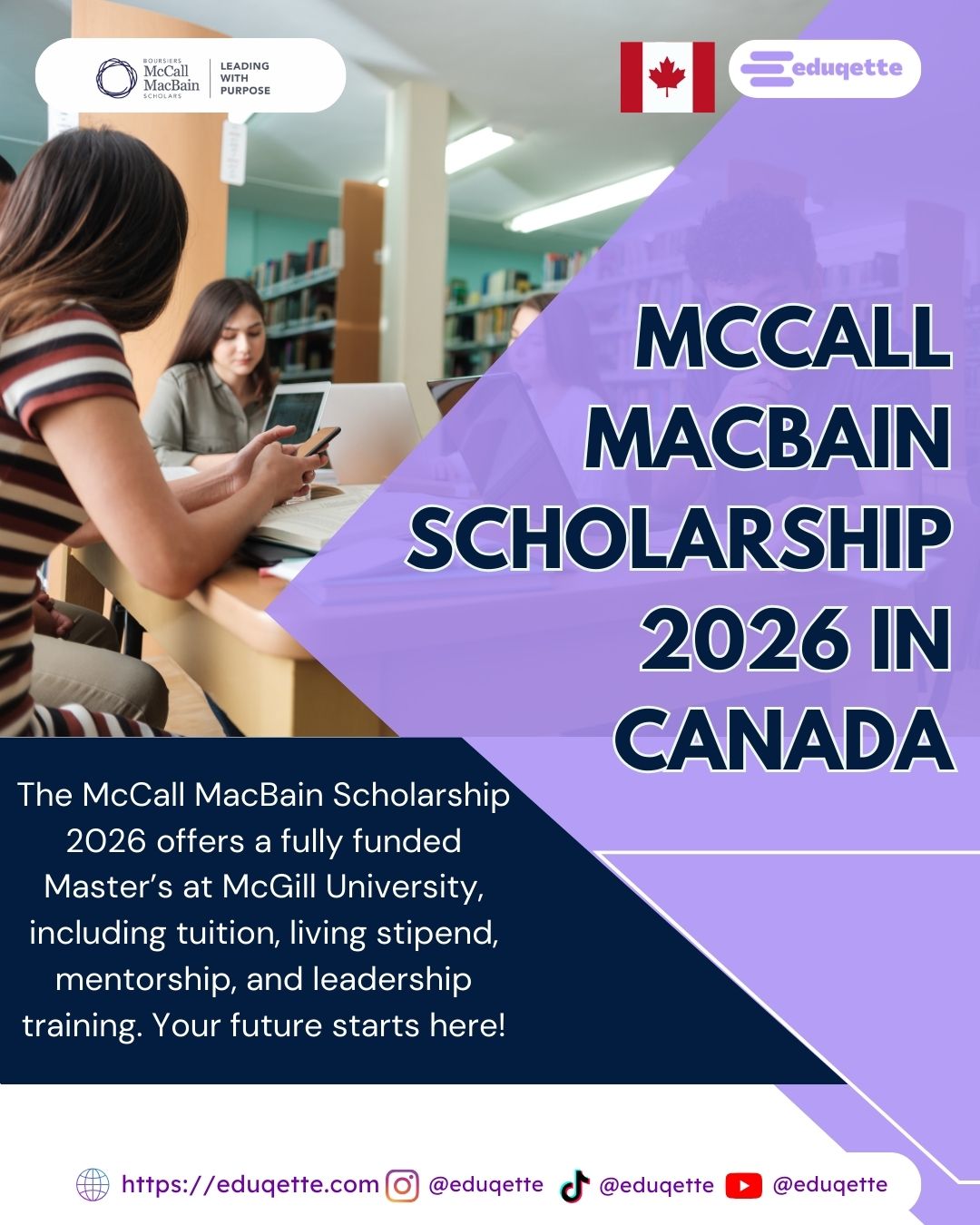 McCall MacBain Scholarship – McGill University (2026 Cohort) - Eduqette