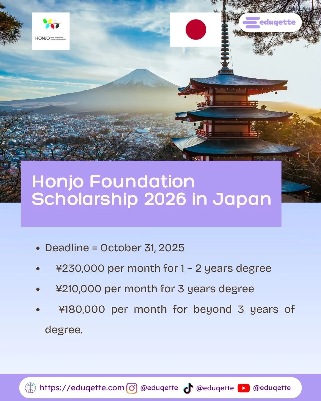 Scholarship for Foreign Students – Honjo International Scholarship Foundation - Eduqette